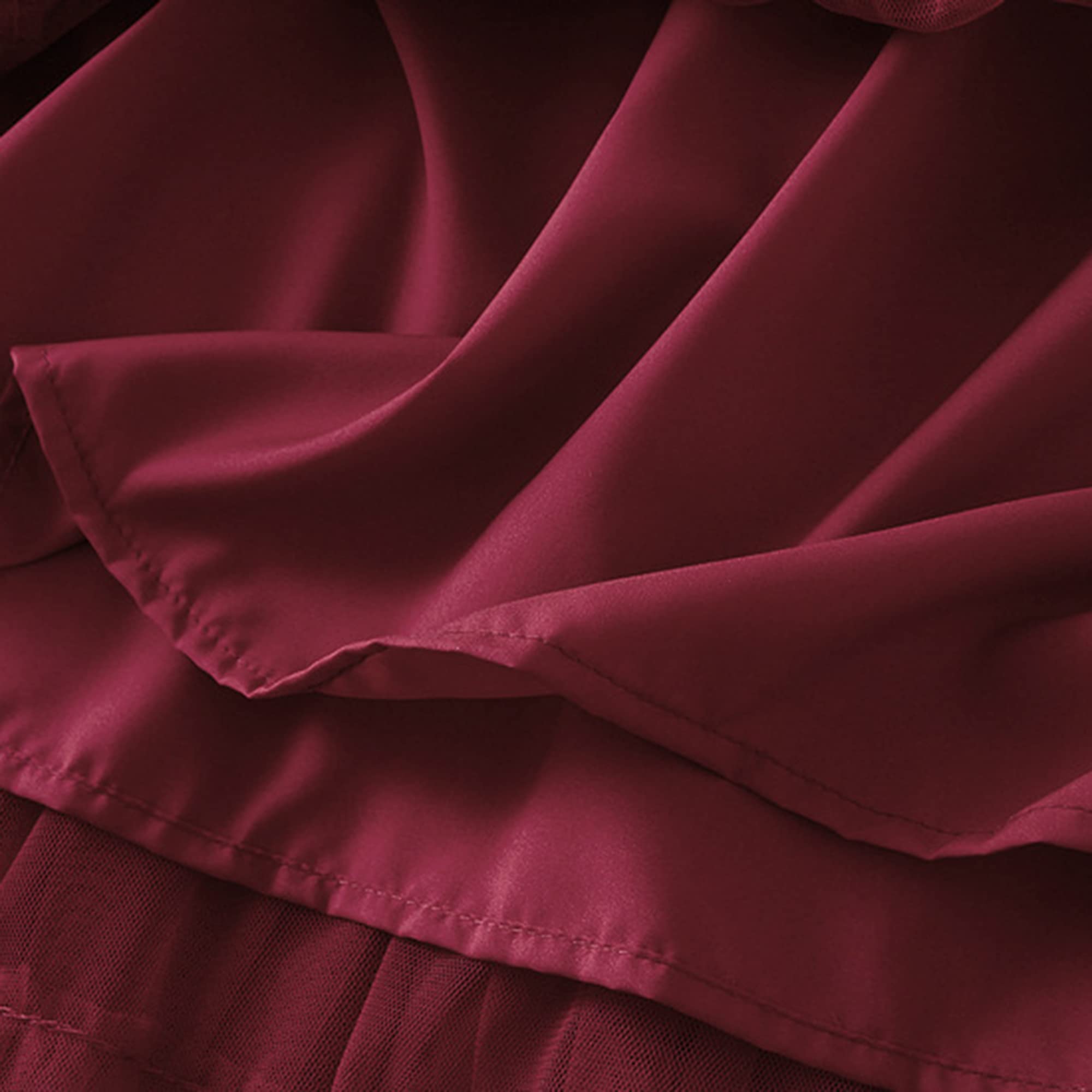 Dirholl Women's A-Line Fairy Elastic Waist Tulle Midi Skirt Tutu B Burgundy