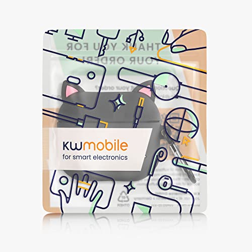 kwmobile Silicone Case Compatible with Apple AirPods 3 - Case Soft Cover - Cat Black/White