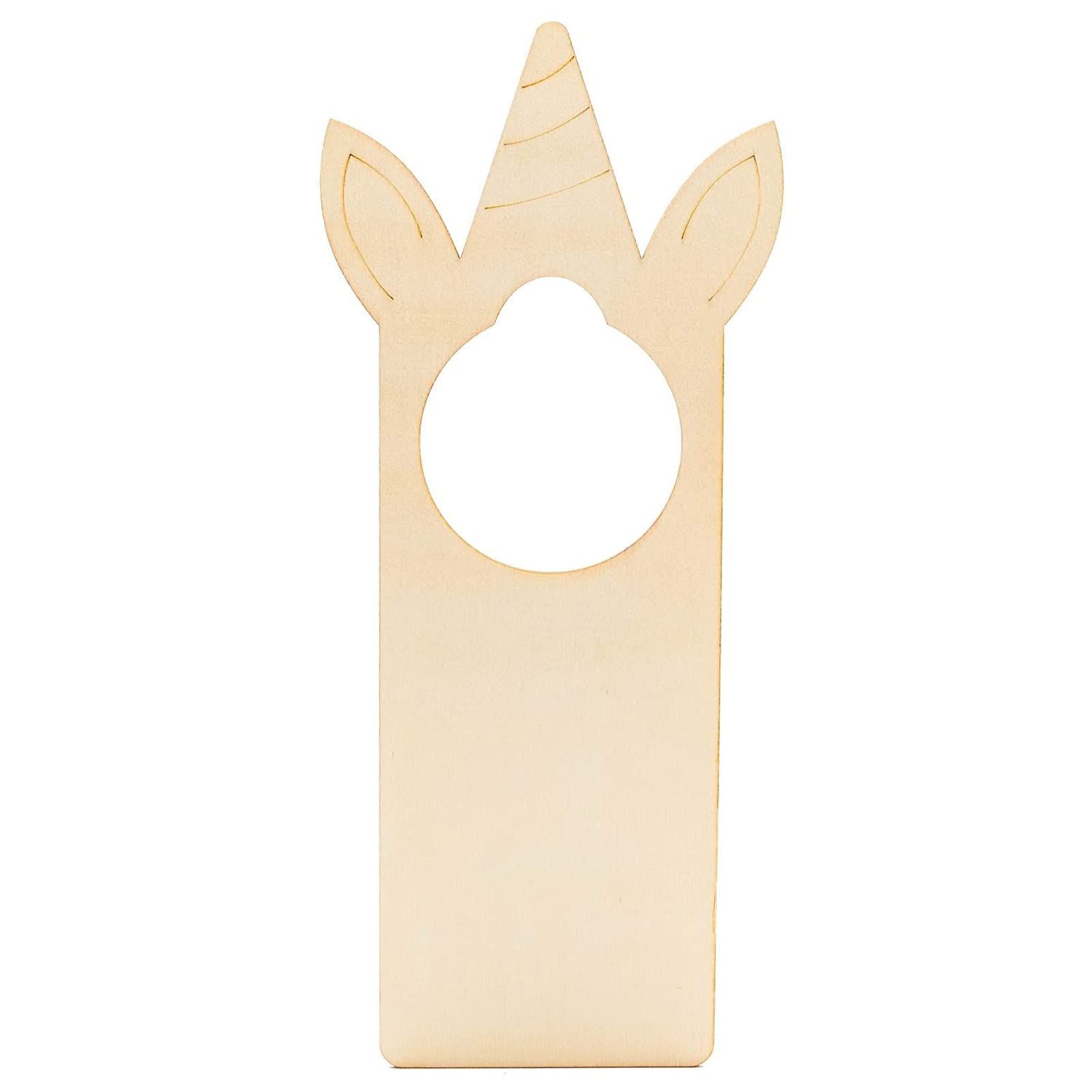 Blank Wooden Unicorn Door Knob Hanger (4.3 x 10 in, 12-Pack)