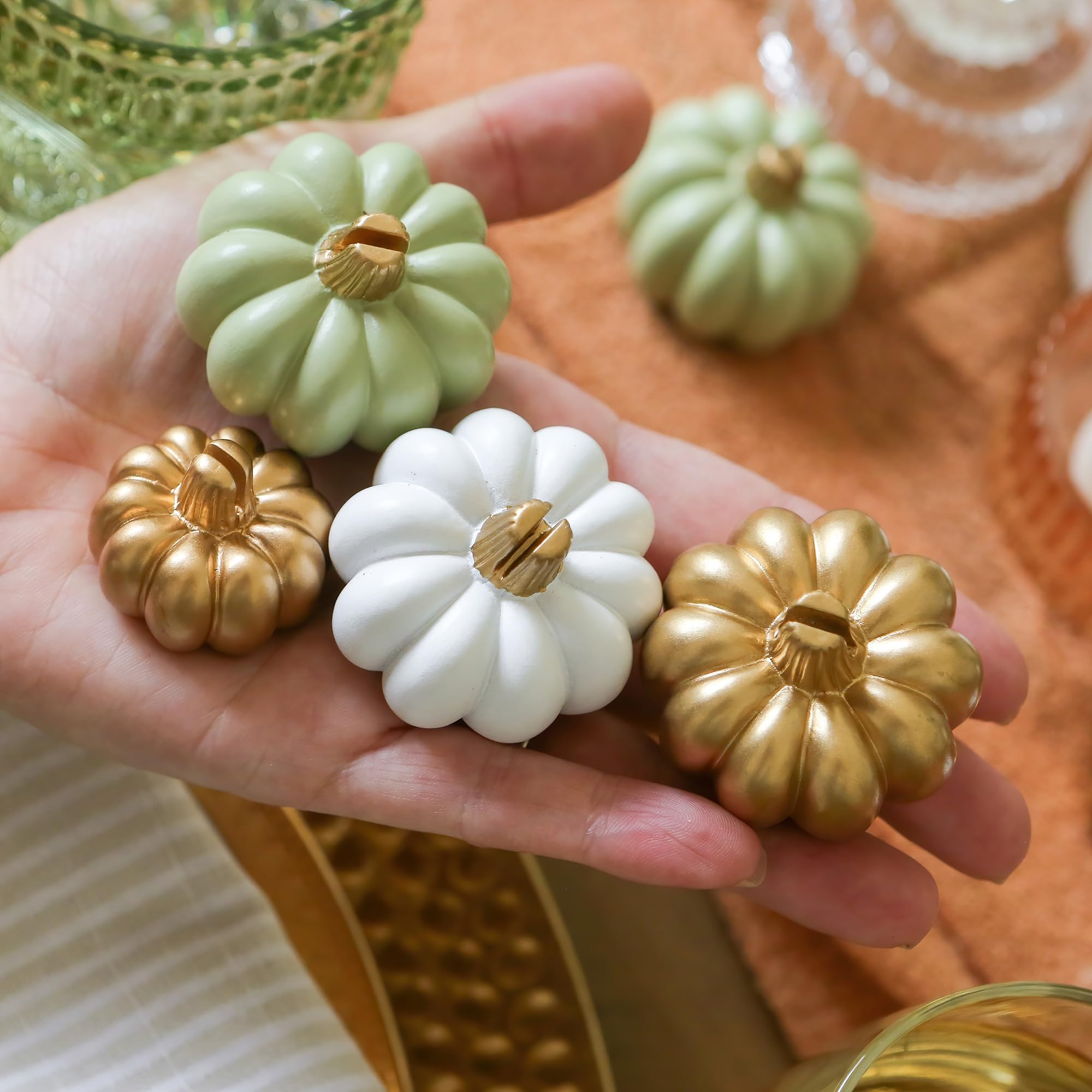 Kate Aspen 36pcs Fall Decor Gold Pumpkin Place Card Holder, Place Settings, Perfect for Thanksgiving Table Decor, Fall Themed Weddings, Bridal Brunches (Place Cards Included)