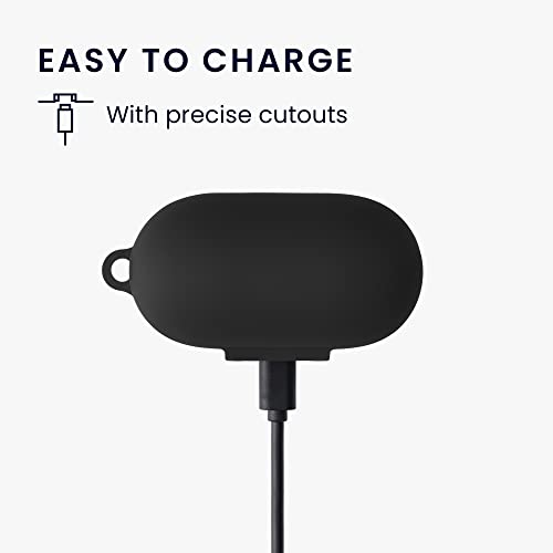 kwmobile Silicone Cover Compatible with OnePlus Buds Z2 - Case Cover Stick-On Skin with Clip - Black
