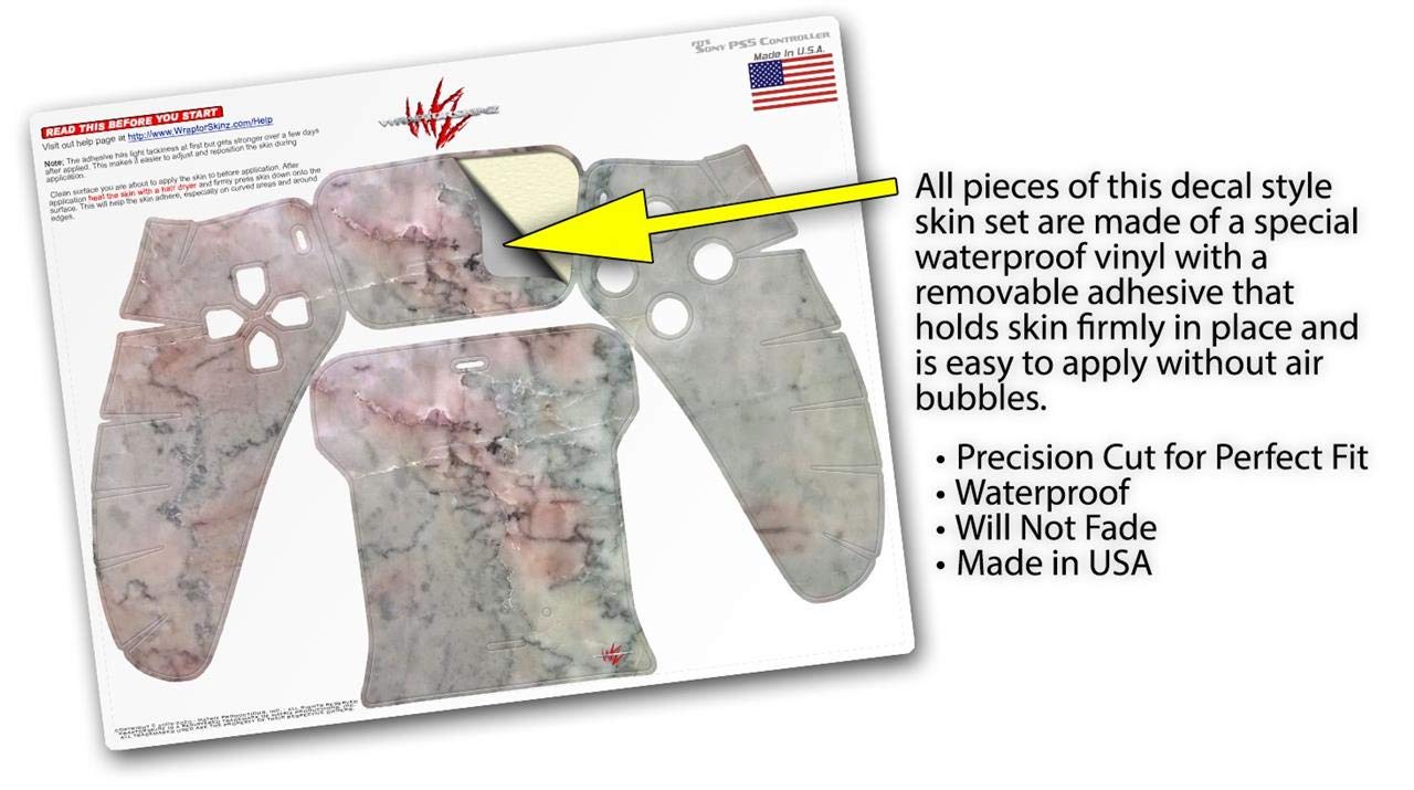 WraptorSkinz Skin Wrap compatible with Sony PS5 DualSense Controller Marble Granite 08 Pink (CONTROLLER NOT INCLUDED)