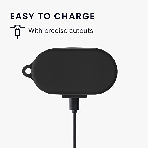 kwmobile Silicone Cover Compatible with OnePlus Nord Buds - Case Cover Stick-On Skin with Clip - Black