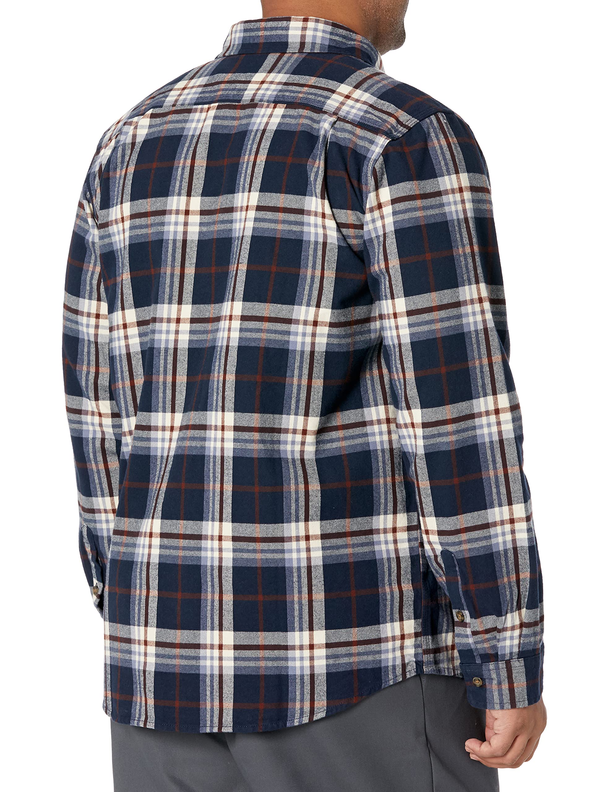 Carhartt Men's Big & Tall Loose Fit Heavyweight Flannel Long Sleeve Plaid Shirt, Navy, Large/Tall