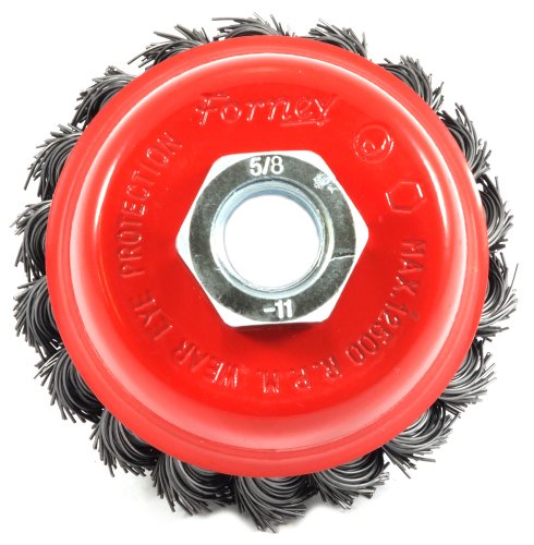 Forney 72757 Wire Cup Brush, Knotted with 5/8-Inch-11 Threaded Arbor, 2-3/4-Inch-by-.020-Inch