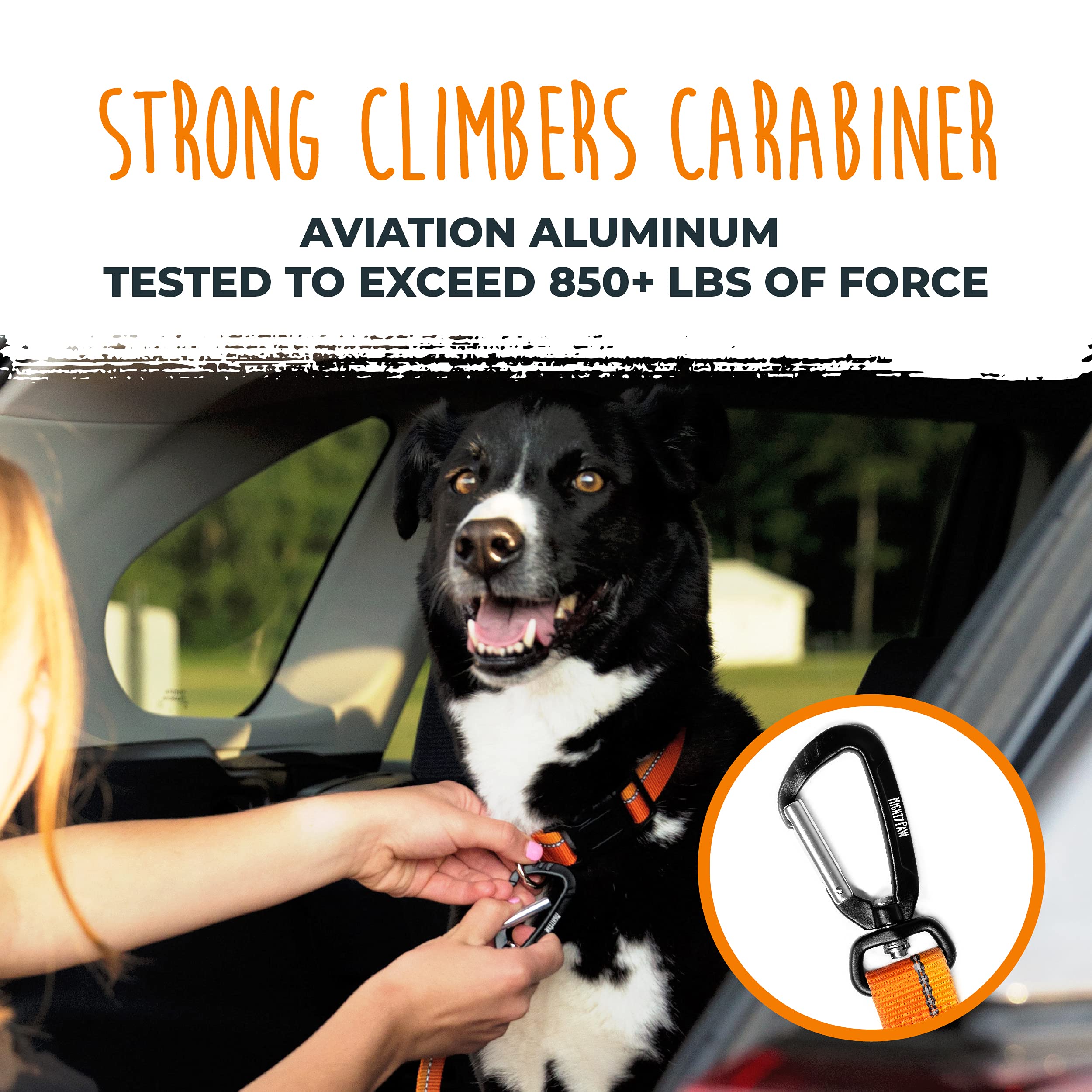 Mighty Paw Two Handle Dog Leash - Extra Control When You Need - Strong Climbers Carabiner - Super Soft Neoprene Padded Handles for Ultimate Comfort - Easy & Convenient - Reflective Stitching - Orange