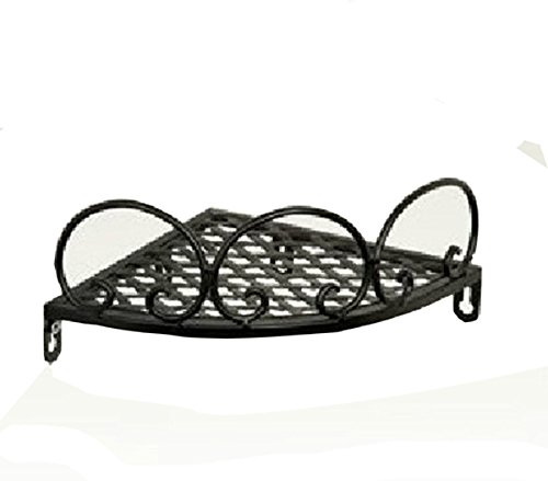Garden Style Wrought Iron Corner Shelf Triangle Bathroom Shelves (Black)