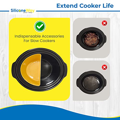SiliconeWay 6PCS Slow Cooker Liners Set of 3 for Slow Cooker 6-8 QT β Triple Slow Cooker Divider Includes Silicone Gloves, Spoon β BPA Free Durable Silicone Divider Insert β CrockPot & Non-Stick