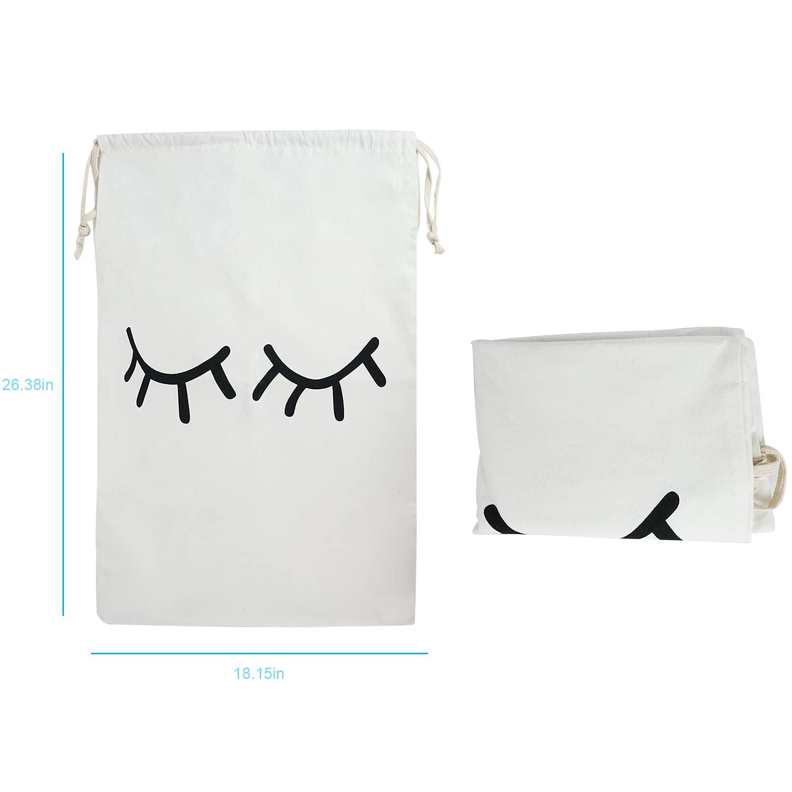 Lujuny 26" x 18" Large Laundry Bag, Cute Canvas Toy Storage Bag with Drawstring, Dust-proof Cotton Reusable Heavy Duty Gift Wrap Holder for Basket Travel (Smile Dog)
