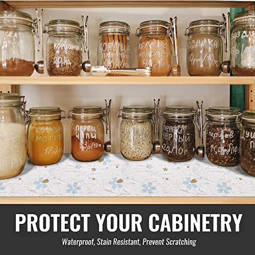 Ray Star Shelf Liner, 12in x 10FT Non Adhesive Floral Cabinet Liner for Pantry Refrigerator Drawer, Strong Grip Non Slip Waterproof Easy Trim, Durable Shelf Liners for Kitchen Cabinets Organization