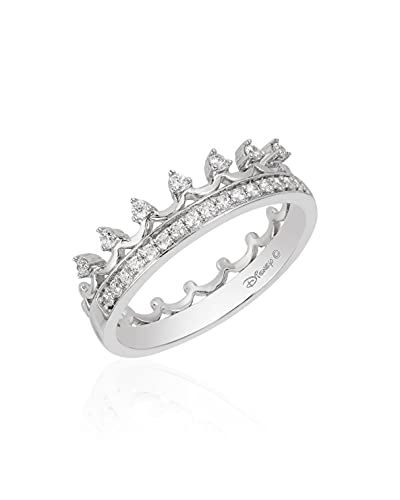 Jewelili Enchanted Disney Fine Jewelry Sterling Silver 1/5 Cttw Majestic Princess Crown Ring, Size 7