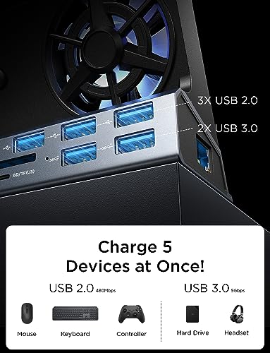 LISEN Docking Station for Asus Rog Ally Turbo 30W Mode & Steam Deck,13-in-1 Steam Deck Dock with 5 USB 3.0 & 2.0, Dual Cooling Fan, HDMI 4K@60Hz, 100W PD Charging and 1000Mbps Steam Deck Accessories