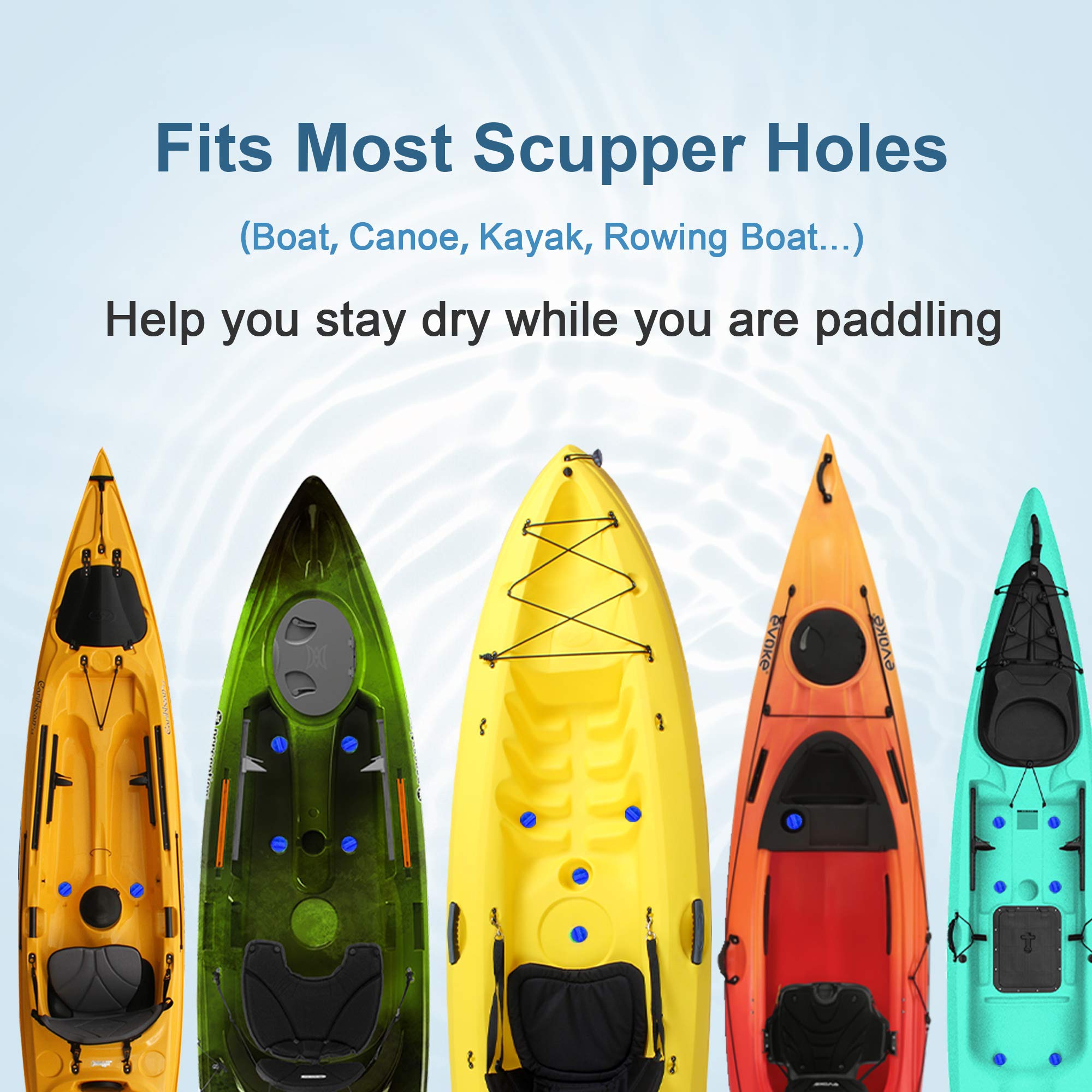 CANALHOUT 6 Pack Universal Kayak Scupper Plug,Environmentally Friendly TPR Material,Size from 1.25 Inches to 2 Inches,Float on The Water (Navy)