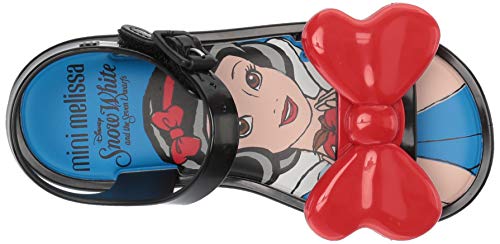 Mini Melissa Baby-Girl's Mini MAR Sandal + Snow White Slipper, BLK Glossy, 7 Medium US Toddler