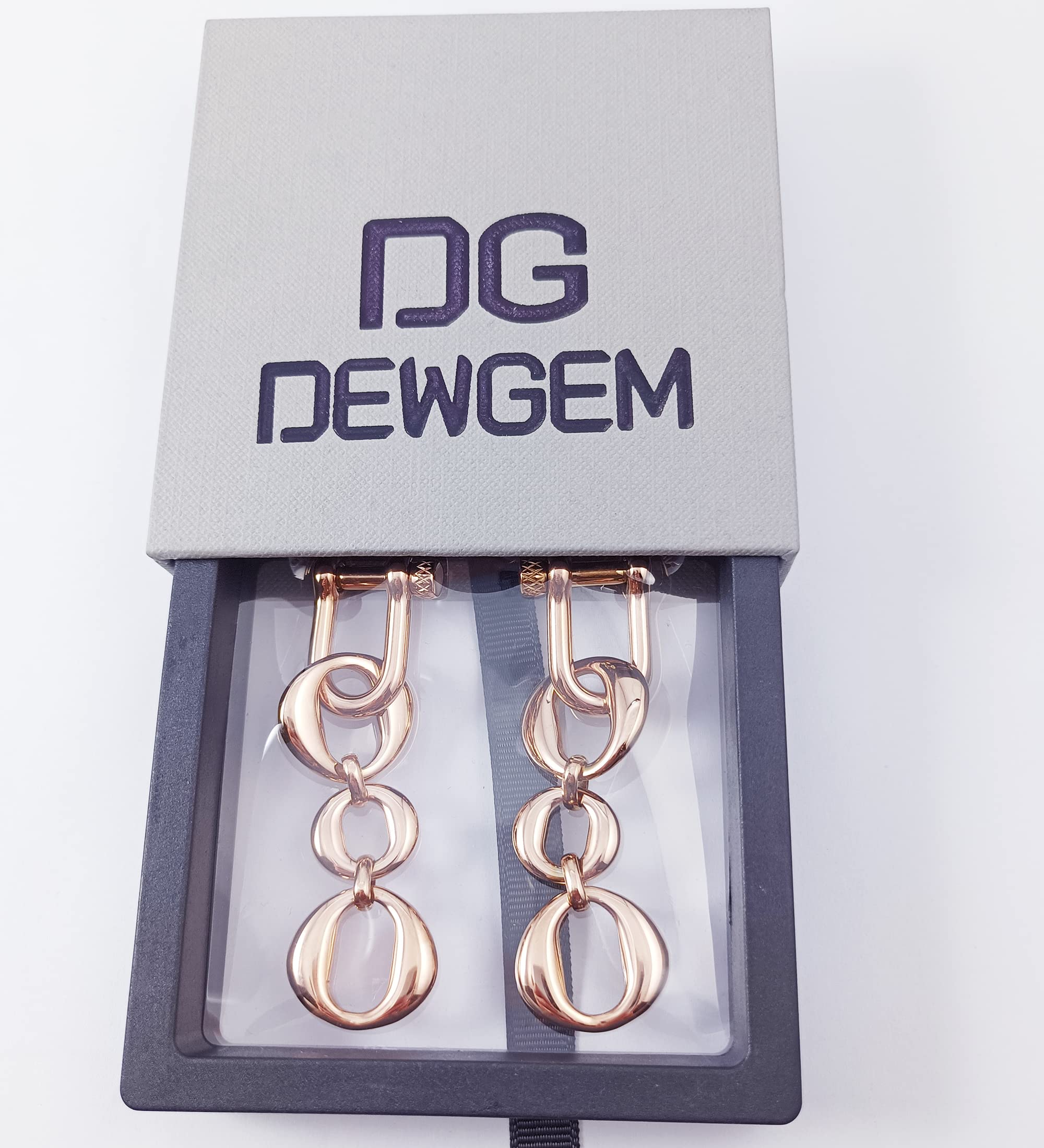 DewGem Hoops Dangling Plugs Link Dangle Ear Gauges for Ear Tunnels Stainless Steel Dangling Plugs and Tunnels Ear Stretching Kits Dangle Gauges Ear Plugs for Women Size 6G(Silver & Link)