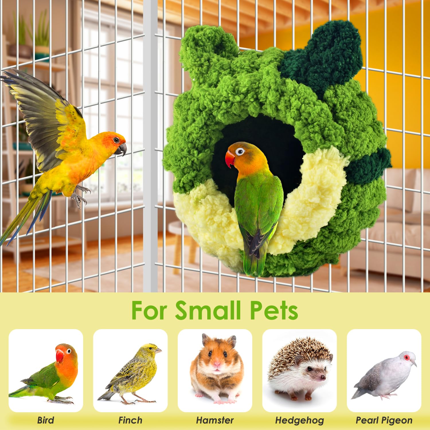 KATUMO Bird Nest, Conure Breeding House Parrotlet Snuggle Hut Lovebird Bed for Conure, Lovebird, Canary, Finch, Coneshape Birds, Hamster, Small Pets