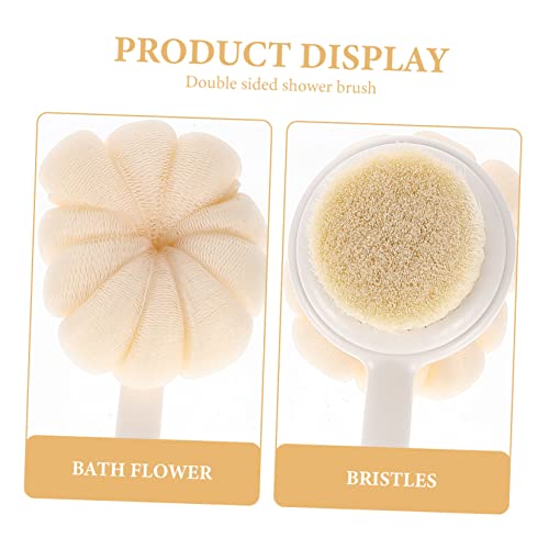 LALAFINA 3pcs Long Handle Bath Brush Dual- Sided Back Brush Shower Body Brush Bath Mesh Sponge Body Scrub Sponge Brush Cleaner He Washer Machine Cleaner Back Shower Brush Durable Bath Brush