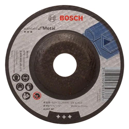 Bosch 2608603181 Standard for Metal Grinding Disc with Depressed Centre, 115mm Ø, 22.23mm x 6.0mm