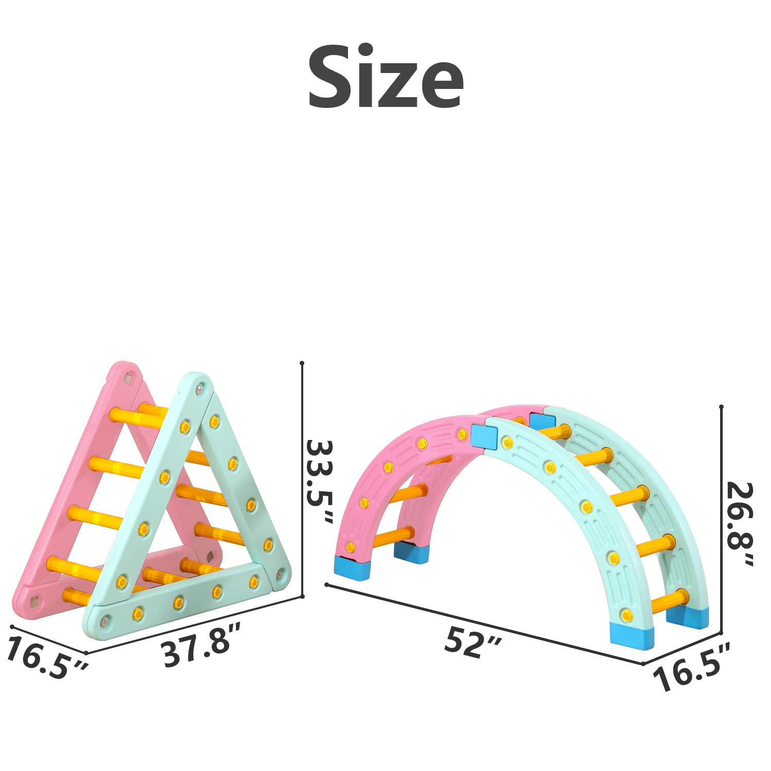Climbing Toys For Toddlers 1-3 Plastic Climbing Triangle Ladder Indoor Kids Play Gym Activity Climbing Structure Suitable for Exercise Toddler Core Strength Triangle + Semicircle (Blue+Pink)