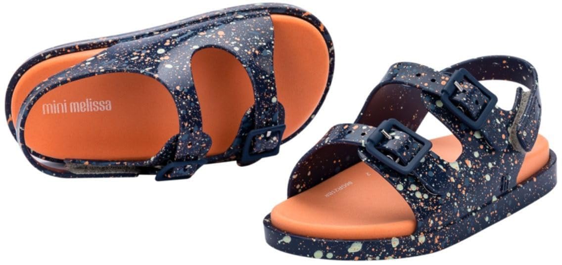 mini melissa Girl's Wide Sandal II BB (Toddler/Little Kid) Navy 9 Toddler M