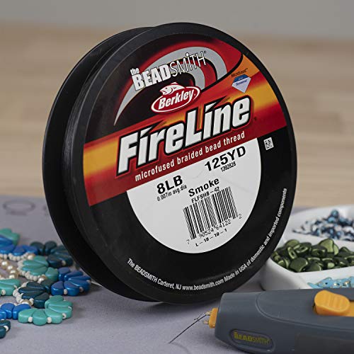The Beadsmith Fireline by Berkley β Micro-fused Braided Thread β 8lb. Test, .007β/.17mm Diameter, 125 Yard Spool, Smoke Grey β Super Strong Stringing Material for Jewelry Making and Bead Weaving