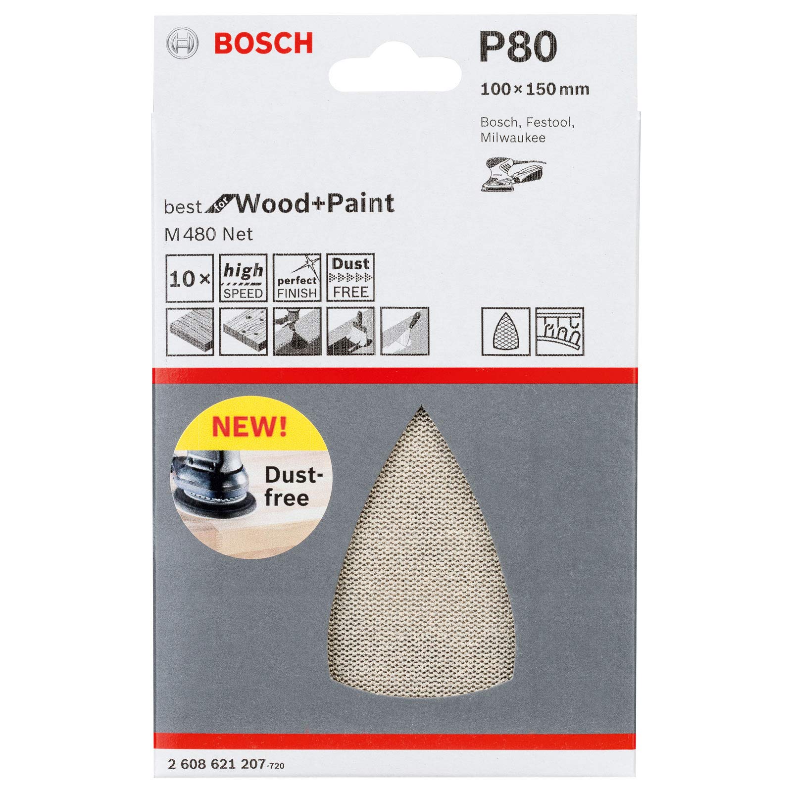 Bosch 2608621208" M480 Sanding Sheet, Beige, 100 x 150 mm