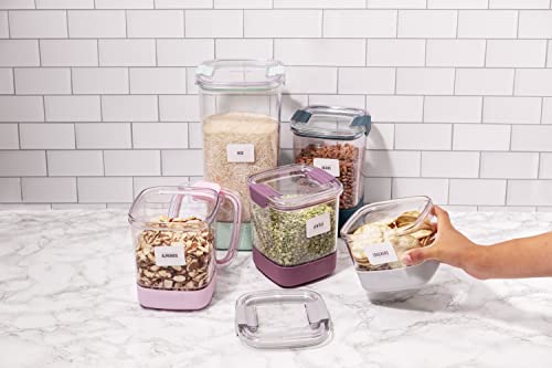 Ello Airtight Food Storage Plastic Canisters with Non-Slip Base Locking Lids and Labels for Kitchen and Pantry Organization Perfect for Sugar, Cereal, Pasta | Set of 5 Mixed Set | Garden Goals