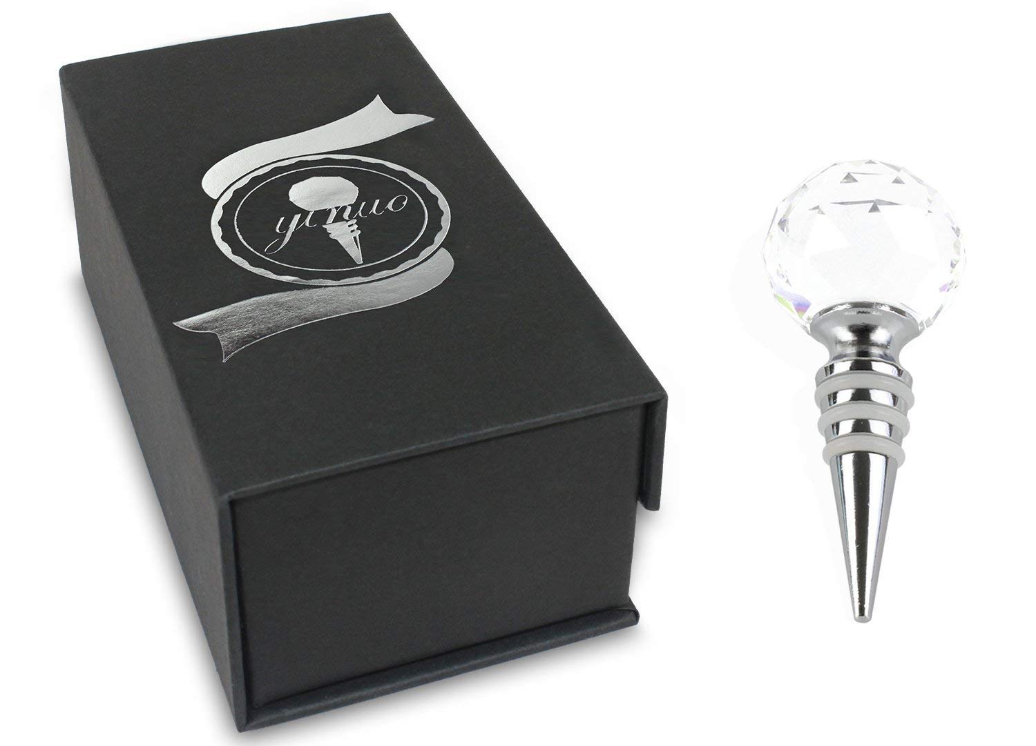 Crystal Wine Stoppers, YINUO Wedding Gift Diamond Wine Saver Wine Bottle Stopper with Gift Box - Crystal Clear