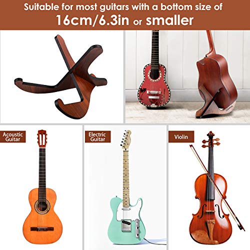 CAHAYA Guitar Stand Universal Wooden Guitar Stand X-Frame Style Portable String Instrument Holder with Soft Rubber Covering for Acoustic Classical Bass Guitars CY0180