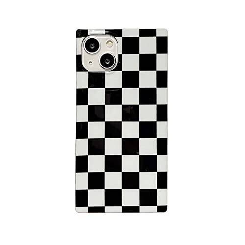 Reezaddin Square Checkered Phone Case for iPhone 13 Pro Max Black White Grids Plaid Checkerboard Slim Soft Classic Trunk Design Strong Shockproof Protective Checker Cover for iPhone 13promax 6.7"