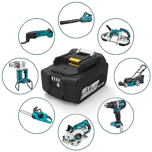 rebicacate 2Packs 18V 5000mah Replacement Battery for Makita 18V Battery 5.0ah BL1830 BL1850 BL1860,Compatible with 18V Makita Battery Tools and Chargers