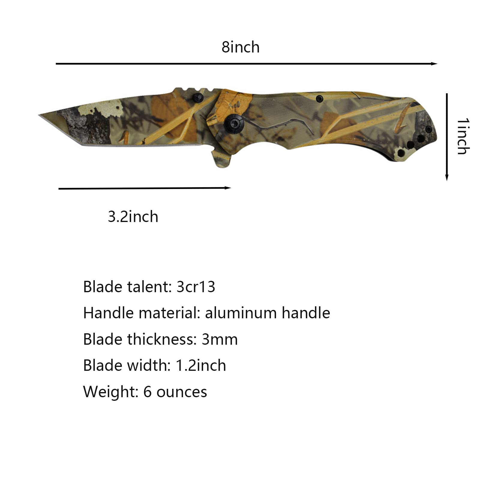 JUNZHIZHE Camouflage Folding Knife,Square Blade Folding Knife,3.2-inch Camouflage Tactical Pocket Knife - EDC Outdoor Camping and Hunting Tools,Father's Day Gift(2Pack)