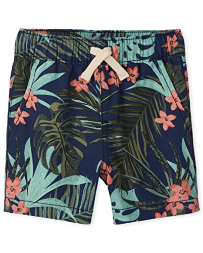 The Children's Place baby boys The Children's Place and Toddler Print Pull on Jogger Casual Shorts, Tidal, 4T US
