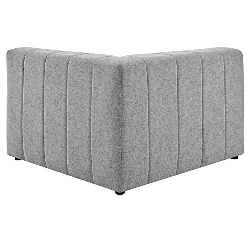 Modway Bartlett Channel Tufted Upholstered Sectional Sofa, 5-Piece L-Shape, Light Gray