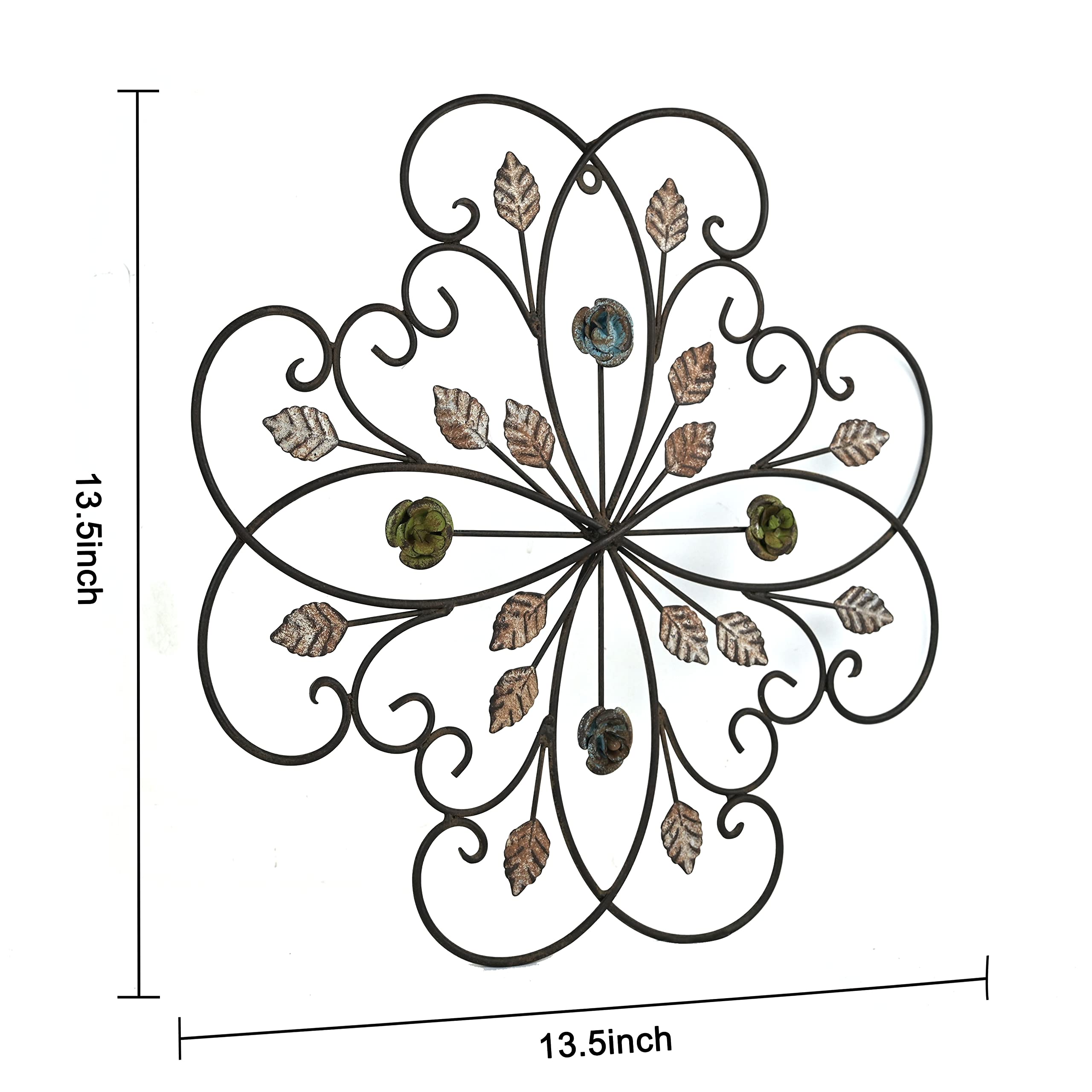 Remenna Metal Wall Art- Metal Flower Scroll Wall Art Decor Rustic Wall Decor for Bedroom Bathroom Living room Outdoor Garden… (Flower Scroll Wall Art)