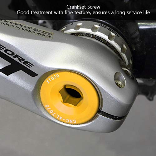 Crank Arm Bolt for Mountain Road Bike Bracket Cap M20 x 10 Crankset Screw BB Axis Screws M20 10 Durable Aluminum Alloy Threads (Gold)