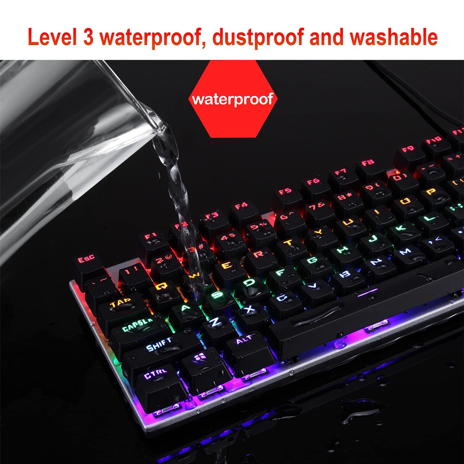 EXHNLE Mechanical Keyboard and Mouse, Wired Gaming Keyboard, 104 Keys Rainbow Backlit Keyboard, Gaming Mouse for PC Laptop Desktop Gaming and Work