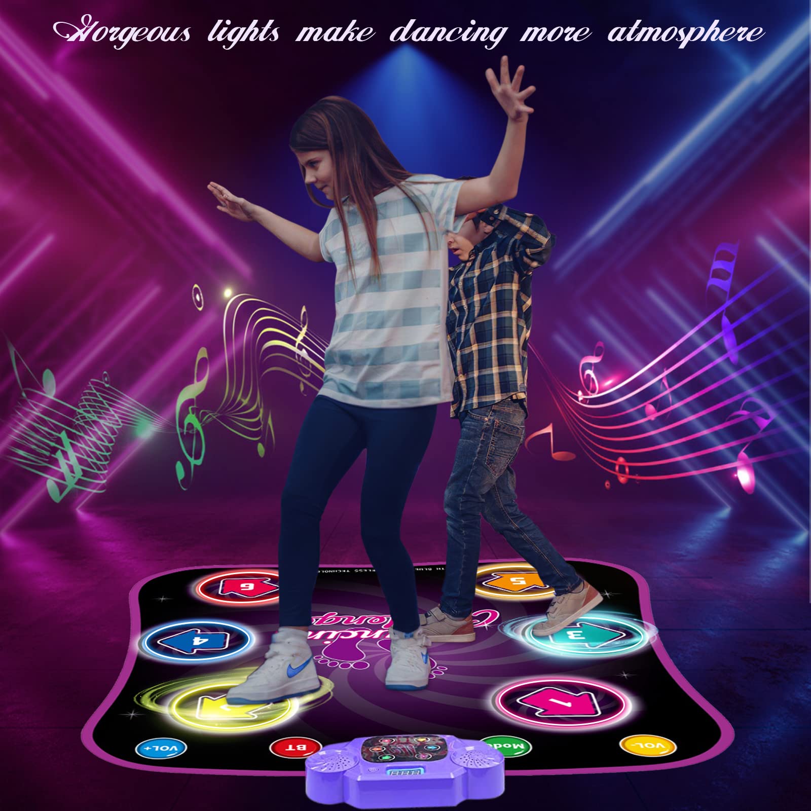 Dance Mat,Light Up Dance Mat for Kids,Dance Pad for Toddlers with Wireless Bluetooth and 5 Game Modes, Floor Dance Game Toy Birthday for Boys Girls Ages 3-12