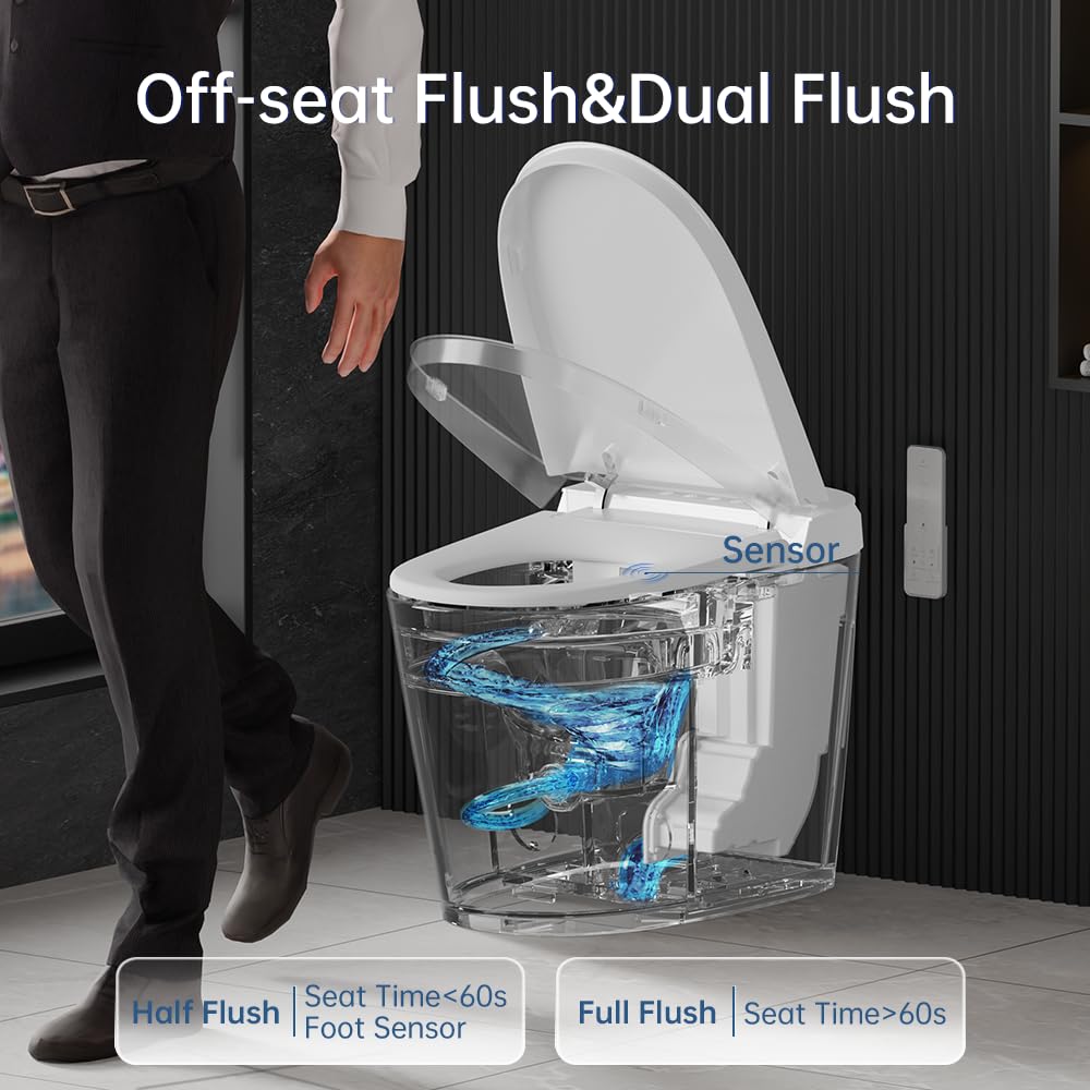 EPLO Smart Toilet Bidet with Tank Built In,Auto Open Close Lid,ADA Comfort Height,Dual Auto Flush,1000 Gram MaP Flushing Score,Heated seat,Modern Elongated One Piece Bidet Toilets Combo U8PRO
