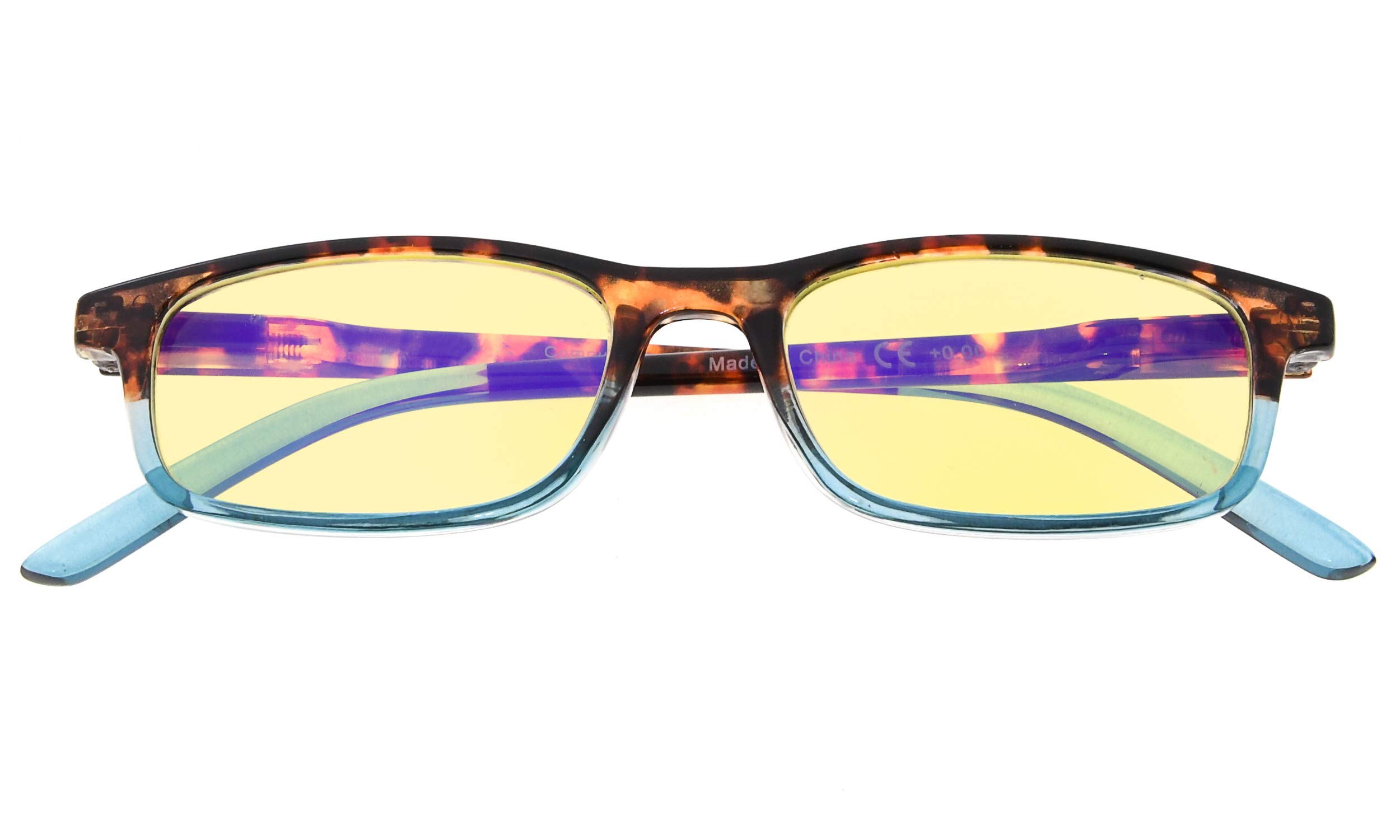 Blue Light Blocking Computer Reading Glasses with Yellow Tinted Lens for Women(Blue, 2.25)