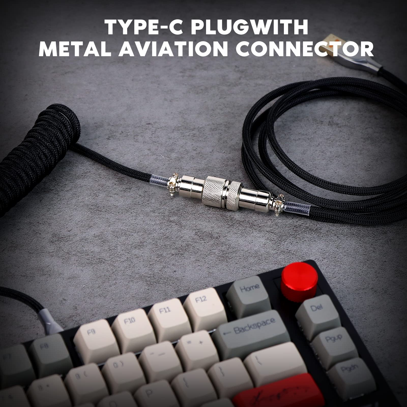 EPOMAKER Wireless Gaming Keyboard and Coiled Cable Combo, ABM084 75% Hot Swappable Triple Mode Keyboard, Mix Aviator Coiled USB Cable for Mac/Win/Gamers(Gateron G-pro Yellow)