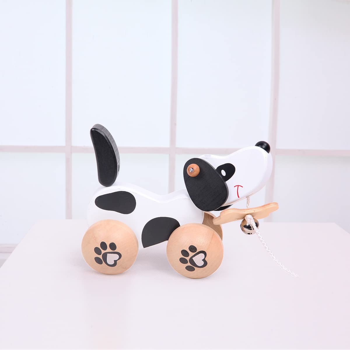 Classic World Pull Along Walking Toys, Wooden Pull Dog Toy for Baby Toddler