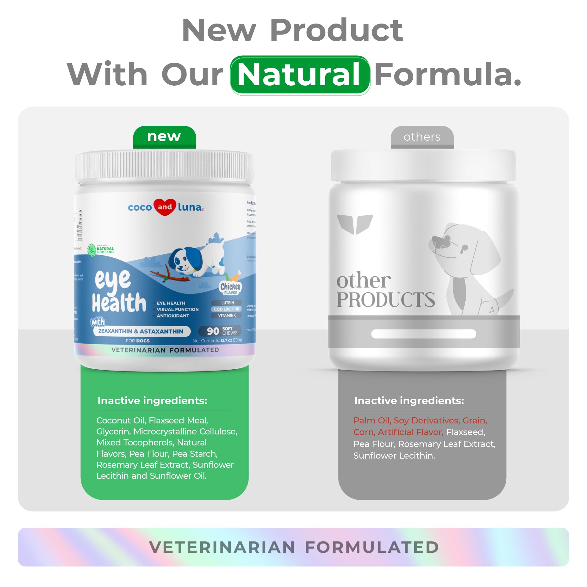 Eye Support for Dogs - 90 Soft Chews - Dog Supplements for Vision, Eye Vitamins for Dogs, with Cod Liver Oil Antioxidant, Dog Omega Supplement, Omega 3 EPA and DHA Fatty Acids.