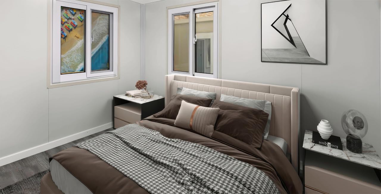 Elite Nest Prefab Tiny Home | Lvl 12 Typhoon Resistant | 20 ft Super Insulated, Fire Resistant, and Quick Setup | Standard Perfect House to Live in | Modern & Sustainable, White, 198168937938