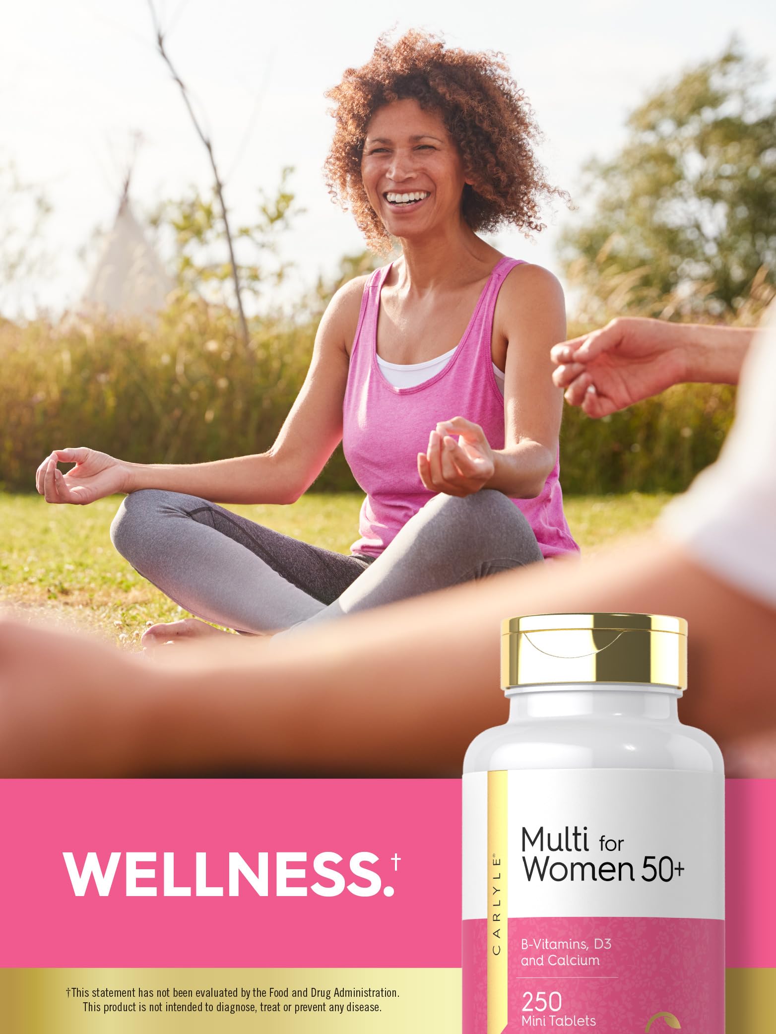 Carlyle Multivitamin for Women 50 and Over | 250 Caplets | Iron Free | with B-Vitamins, D3, and Calcium | for Women 50 Plus | Gluten Free