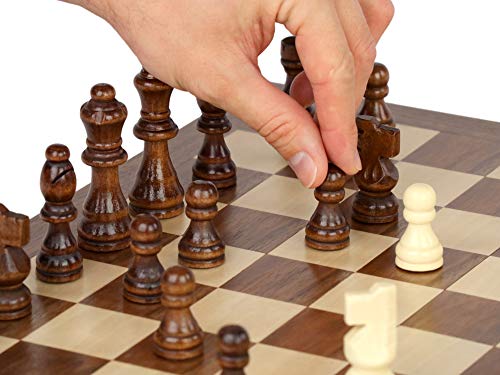 Regal Games 15 Inch Wooden Chess Set - 2 Extra Queens - Folding Board, Portable Chess Board Game Sets with Staunton Game Pieces Storage Slots - Chess Set for Kids and Adults
