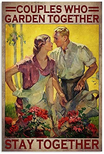 VDUEOJE Garden Couples Metal Tin Sign Wall Decor Sign for Home Bar Kitchen Pub Garage Farm Village 8x12 Inch
