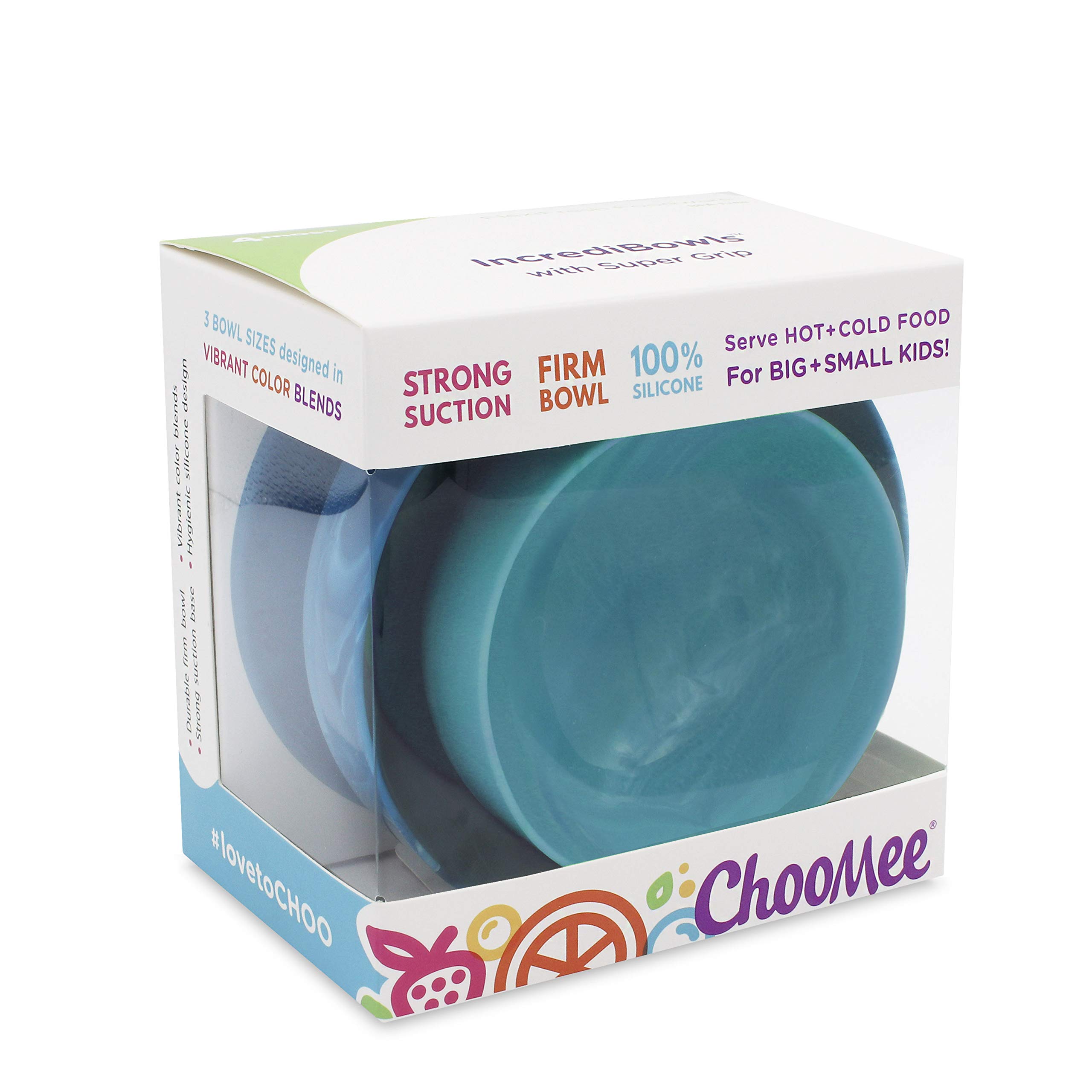 ChooMee Silicone Suction Bowls | Extra Strong Suction with Firm Bowl | Ideal for Infant and Toddler Baby Led Feeding | Medium + Small 2 CT