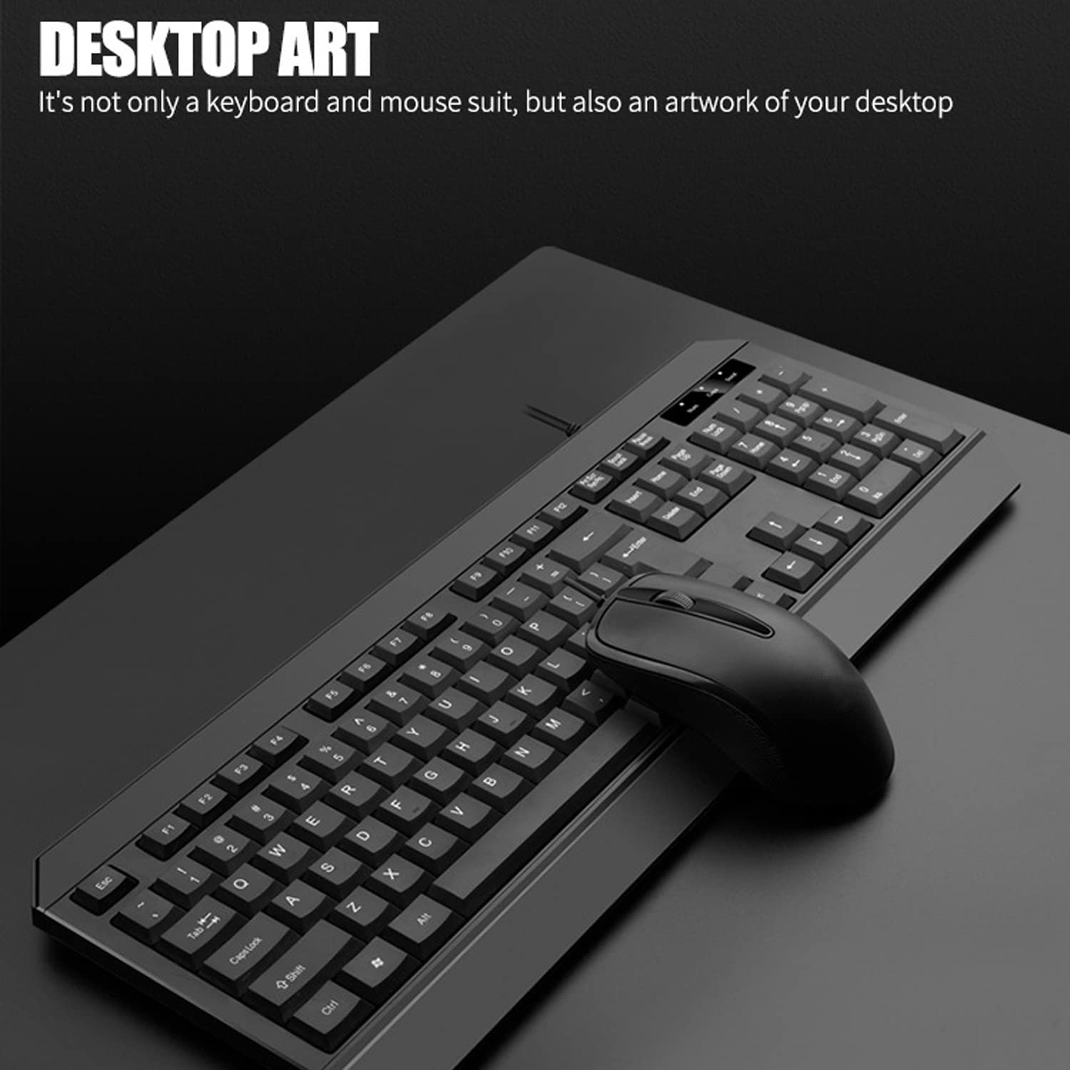 EXHNLE Wired Keyboard and Mouse Combo, USB Wired Corded Keyboard Mouse Set with Number Pad, with 104 Key Computer PC Gaming Keyboard for PC/Laptop