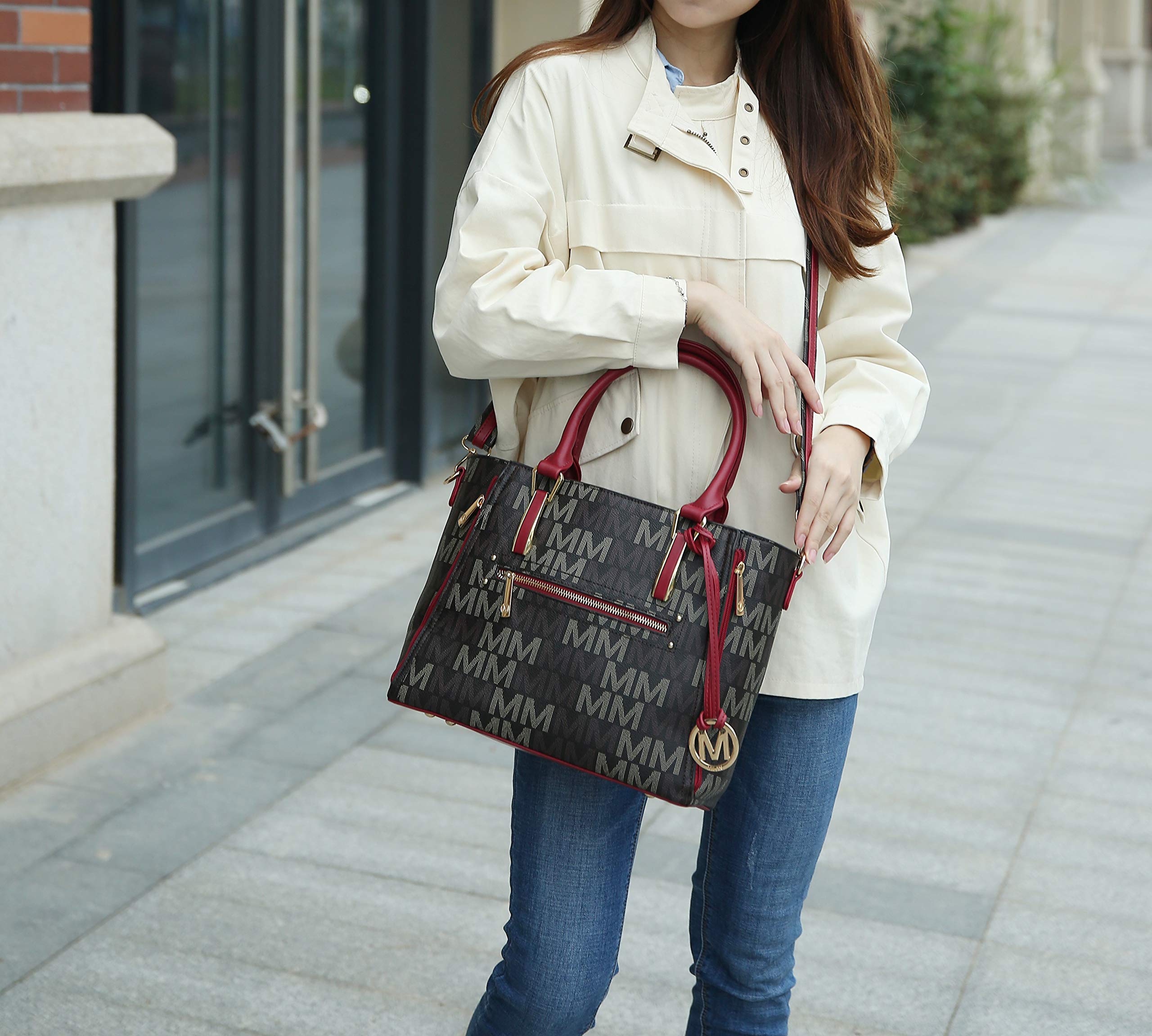 MKF Crossbody Shoulder Bag for Women β PU Leather Top Handle Pocketbook β Roomy Tote Satchel Handbag Purse M Charm Brown